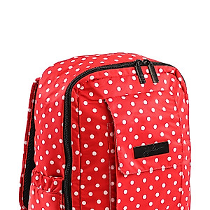 JuJuBe MiniBe Small Backpack, Onyx Collection - Black Ruby - Red/White Polka Dots