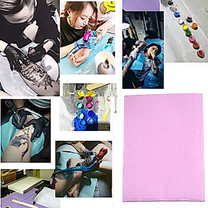 AebDerp 125Pcs Disposable Nail Art Tattoo Paper Towels Table Mat, 3-Ply Waterproof Tattoo Bibs Sheets Nail Desk Mat, Tattooing Tablecloth Pads Tray Covers, Nail Napkins for Nail Salon Supplies (Pink)