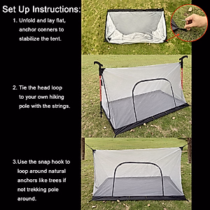 Benvo Trekking Pole Tent Netting Tent Breeze Mesh Inner Tent with Good Ventilation Ultra Light Trekker Backpacking Tent for 2 Person Summer Tent with Waterproof Oxford Floor(210cmx120cmx110cm)