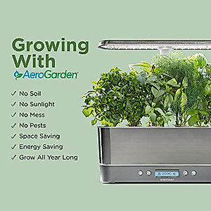 AeroGarden Harvest Elite Slim Indoor Garden Hydroponic System with LED Grow Light and Herb Kit, Holds up to 6 Pods, Platinum