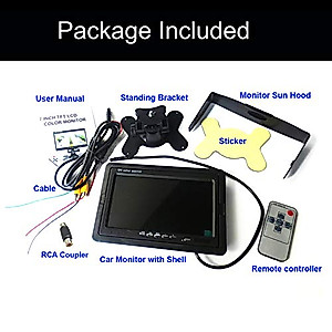 7 inch Car Monitor HUINETUL 12V 24V HD TFT Color LCD Backup Car Display Screen Monitor for Car Truck Caravan Camera/DVD/Satellite Receiver 1024x600p Fit AHD/NTSC/PAL