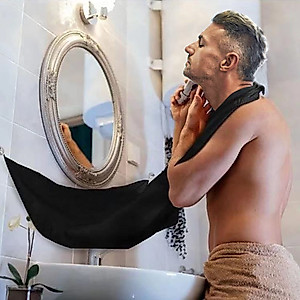 Kingsmile Beard Hair Catcher, Beard Bib Apron for Men, Beard Bib & Beard Apron, Beard Catcher with 2 Suction Cups, Hair Clippings Catcher, Shaving Apron for Shaving & Trimming, Waterproof Black