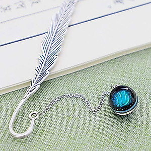 Konrisa Metal Bookmarks for Women Men Classical Bookmarks Feather Shape with Luminous Bead Constellation Creative Reader Gifts Kids Girls Reading Lovers