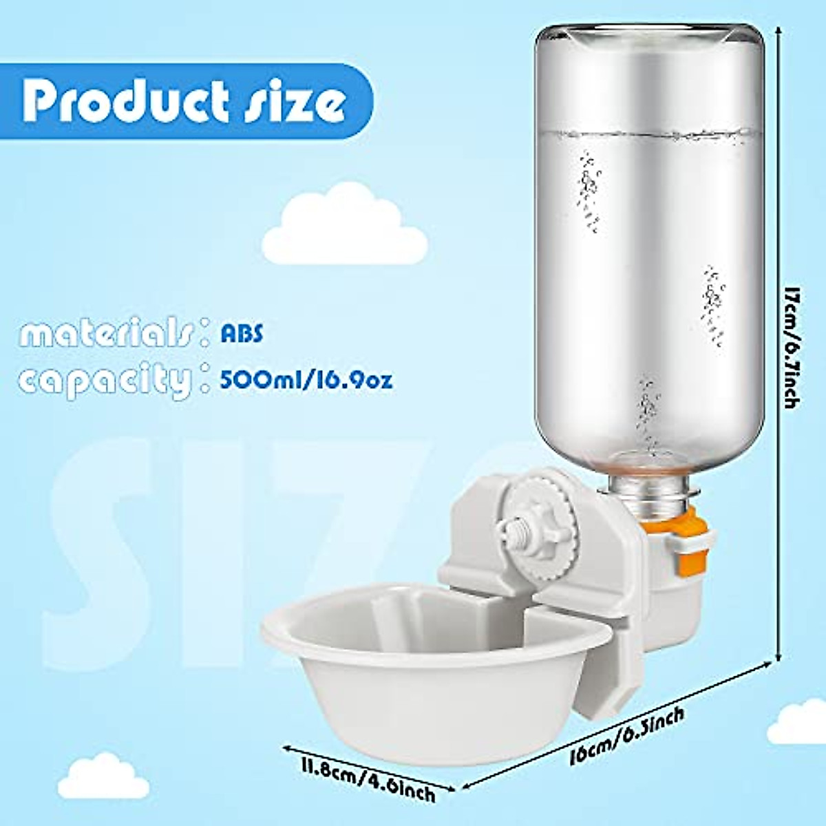 Riakrum 2 Pieces Dog Water Bottle for Crate 17oz Anti-Overflow Pet Cage Water Dispenser Automatic Hanging Cage Bottle for Small Dogs Cats Bunny Ferret Small Animals Crate Kennel Cage, 2 Colors