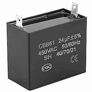 Generator Capacitor, CBB61 Starting Capacitor Generator 450V AC 24uF 50/60Hz for 400/350/300/250VAC UL Suitable for Brushless Gas & Generators