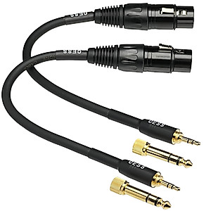CNCESS CESS-210 XLR to 3.5mm TRS Adapter Cable with 3.5mm to 6.35mm (1/4”) Converter, Female to Male, Compatible with Microphone, Active Speakers, Stage, DJ, Studio Audio Console, 2 Sets