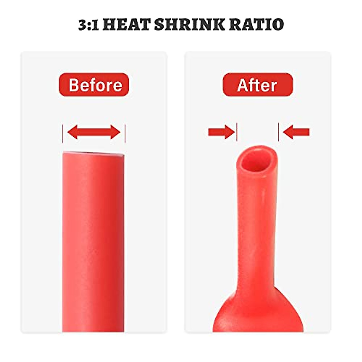 RED WOLF Heat Shrink Tubing Kit, 3:1 Shrinkage Ratio, Adhesive Lined Electrical Cable Harness Heat Shrink Tube Marine Grade for Wire Wrap Connection Insulation 270 PCS Black Red Waterproof