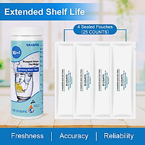 17 in 1 Drinking Water Test Strips, 100 PCS Hot Tub Test Strips, Test Total Chlorine, Bromine, Free Chlorine, PH, Iron, Fluoride, Copper, Mercury, and More