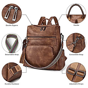 ZK-Queen Backpack Purse for Women Fashion Leather Designer Backpack Purses With Wristlets Travel College Shoulder Bags With Tassel