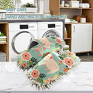 Kigai Microfiber Cleaning Slippers Flower Pig Leaf Washable Mop Shoes Slipper for Men/Women House Floor Dust Cleaner, Size L