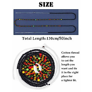 ELABEST 50inch Plus Size African Waist Beads Belly Chain Non-Stretching Tie-on Bead Body Jewelry Accessories for Women and Girls (5)