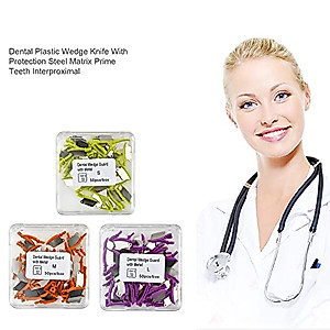 DAMUZHI Orthodontic Matrix Wedges Dental Prime Teeth Interproximal Wedge Guard With Metal Plastic Wedge Knife With Protection Dental Steel 3box 50Pcs/box