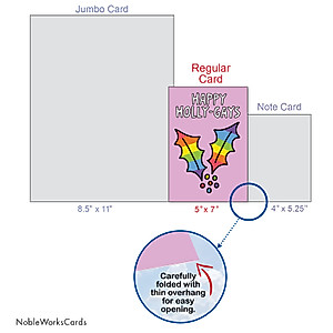 NobleWorks 12 Funny Christmas Greeting Cards Bulk Box Set with 5 x 7 Inch Envelopes (1 Designs, 12 Each) Happy Holly-Gays C7630XSG-B12x1