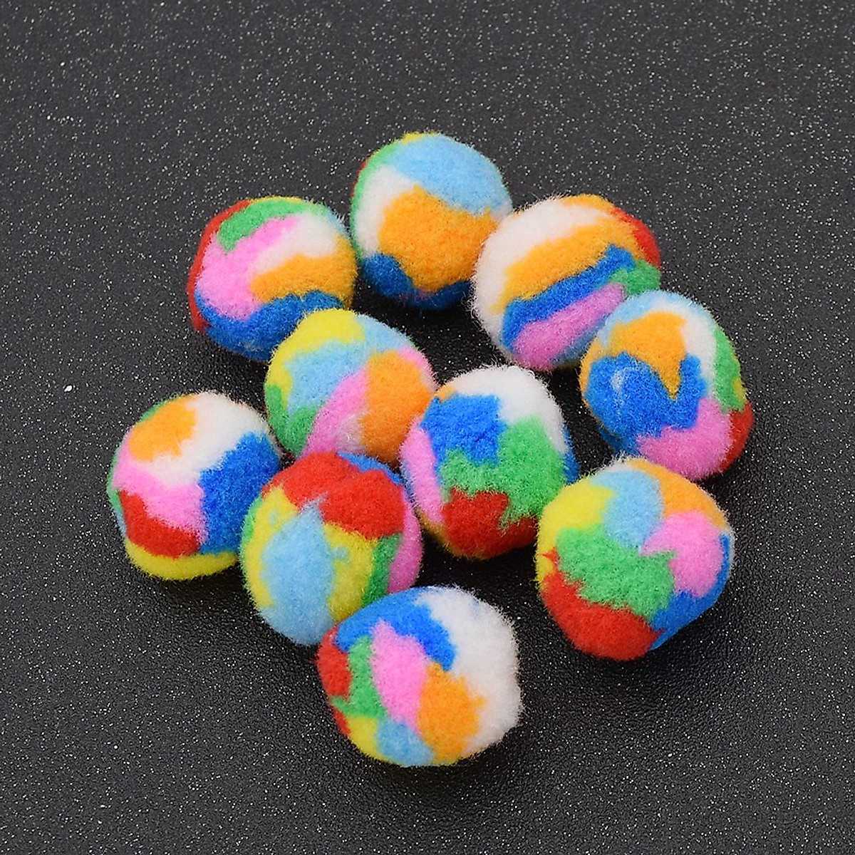 Towashine 10Pcs Small Assorted Color Kitty Yarn Puffs Cat Toys Cat Chase Balls 1.37" Diameter
