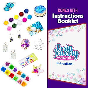 GoodyKing Resin Jewelry Making Starter Kit - Silicone Casting Mold, Tools Set Clear Epoxy Resin for Jewelry Craft Resin Kits Beginners Advanced Jewelry Making Supplies Art and Craft School Gift