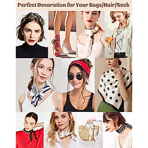 kcctoo 27.5" Mulberry Silk Feeling Head Scarf Women's Fashion Square Neck Satin Scarfs for Bag Hair Scarves Gift