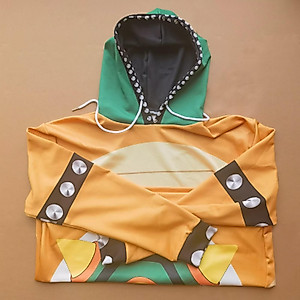 ANHUL Super Brothers Hoodie Peach Luigi Bowser Cosplay Costume Pullover Sweatshirt (L, Yellow)