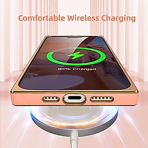 Tzomsze Square iPhone 13 Pro Max [6.7 inches] Case, Cute Full Lens Protection & Electroplate Reinforced Corners Shockproof Edge Bumper Case - Candy Pink