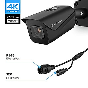 Amcrest UltraHD 4K (8MP) Outdoor Bullet Security IP POE Camera, 98ft NightVision, 2.8mm Lens, IP67 Weatherproof, 256GB MicroSD Recording, Black (IP8M-2496EB-V2)