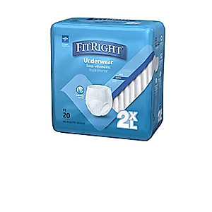 FitRight Adult Incontinence Underwear, Heavy Absorbency, XX-Large, 68-80 (20 Count)