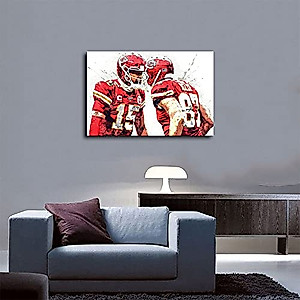 ChicReed Patrick Mahomes, Travis Kelce Poster Football Picture Canvas Poster Bedroom Decor Sports Landscape Office Room Decor Gift Unframe: 12x18inch(30x45cm)