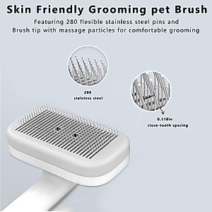 Cat brush with negative ions,Self Cleaning Slicker Brush for Dogs & Cats with Release Button,Cat Brush for Long or Short Haired Cats,Cat Brushes for Indoor Cats Shedding,Calming dogs and cats