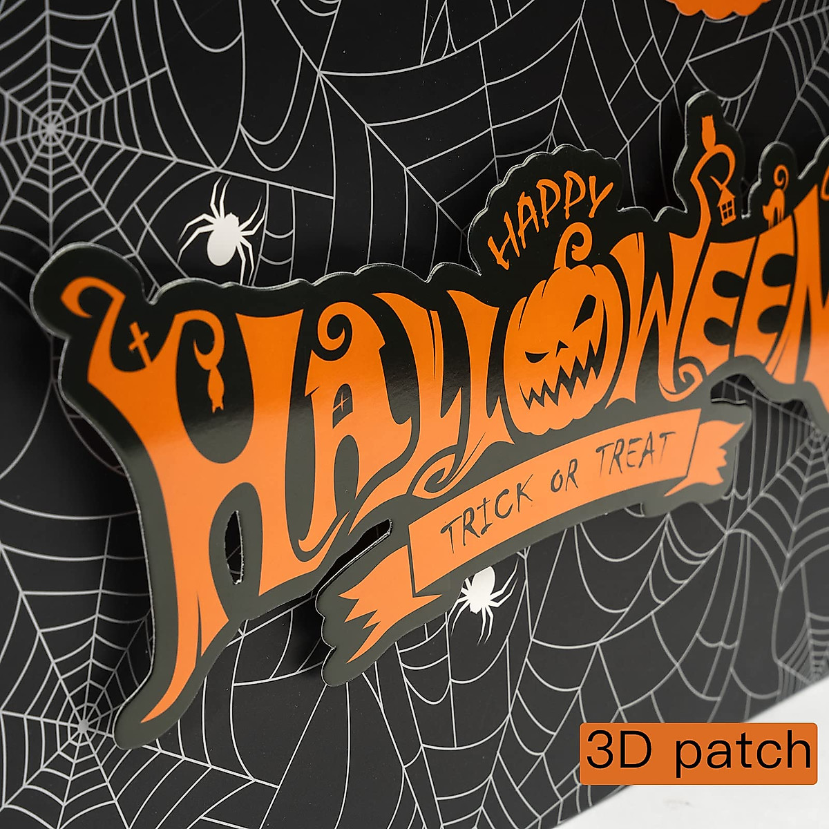 Loveinside Halloween Medium Gift Bags with Tissue Paper and Tag for Holiday, Party - 13" x 5" x 10", 1 Pcs - Black