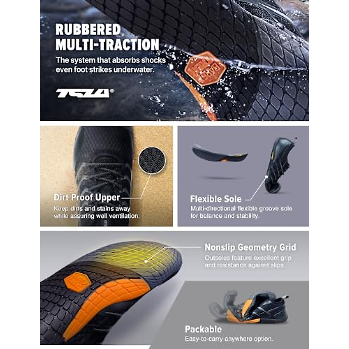 TSLA Men's Trail Running Shoes, Lightweight Athletic Zero Drop Barefoot Shoes, Non Slip Outdoor Walking Minimalist Shoes, Barefoot Trail Black & Dark Grey, 11