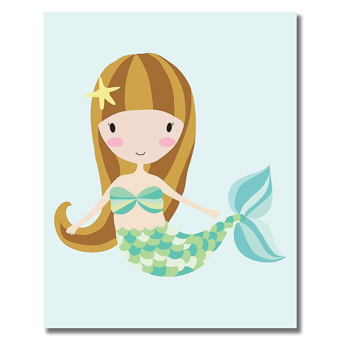 Mermaid Wall Art Prints (8 inches x 10 inches, Blue)
