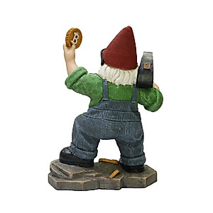 Nature's Mark 9.25" H Mining Garden Gnome Mining Bitcoin Statue for Home and Garden Decor Figurine