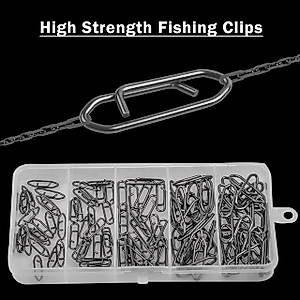 Power Clips High Strength Fishing Snaps Set, 100pcs Stainless Steel Connector Speed Clips for Quick and Easy Fishing Lure Attachement Saltwater