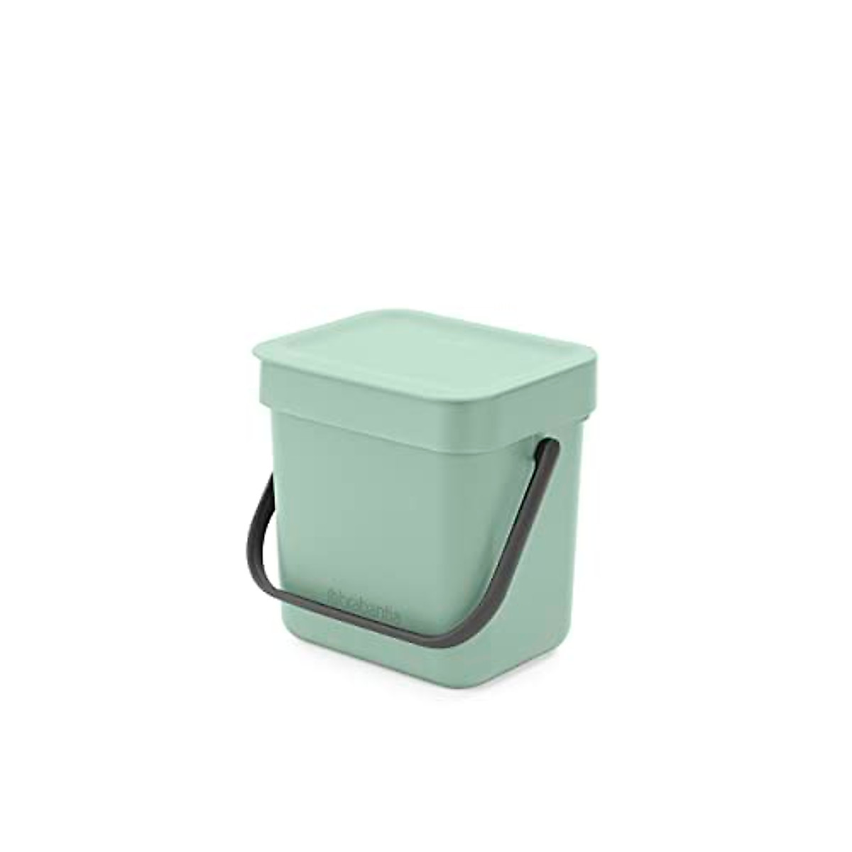 Brabantia Sort & Go Food Trash Can (0.8 Gal/Jade Green) Small Countertop Kitchen Compost Caddy with Handle & Removable Lid, Easy Clean