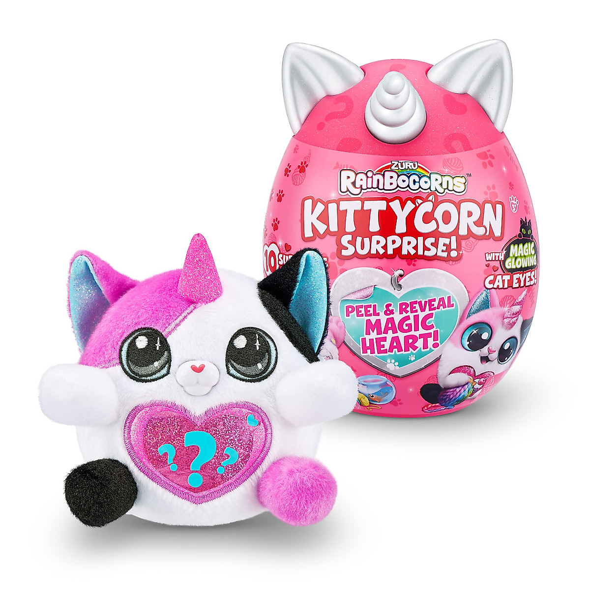 Rainbocorns Kittycorn Surprise Series 1 (Calico Cat) by ZURU, Collectible Plush Stuffed Animal, Surprise Egg, Sticker Pack, Jelly Slime Poop, Ages 3+ for Girls, Children