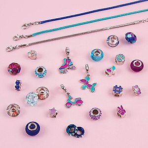 Make It Real - Halo Charms Bracelets True Blue - DIY Charm Bracelet Making Kit - Friendship Bracelet Kit with Beads, Charms & Cord - Arts & Crafts Bead Kit for Girls - Makes 3 Bracelets