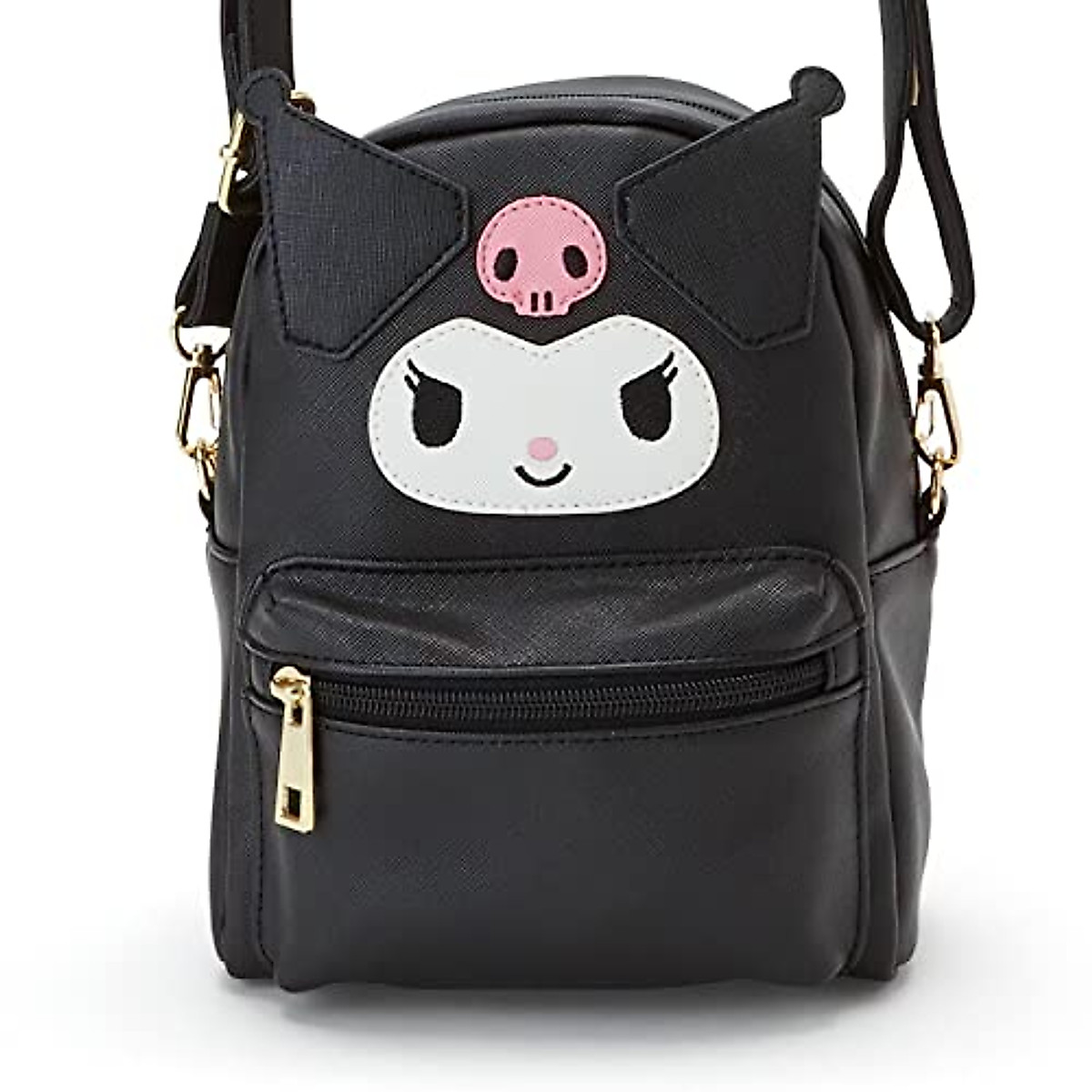 Jeinju Kawaii Backpack Cute PU Bag Shoulder Bag for Girls Anime Mini Backpack Black For Girl Anime Backpack (Black1, One Size)