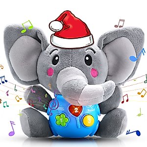 Adadmei Plush Elephant Baby Toys 0 3 6 9 12 Months, Upgraded Light Up Baby Toys Newborn Baby Musical Toys for Infant Babies Boys & Girls Toddlers 0 to 36 Months Toys Gifts for Christmas