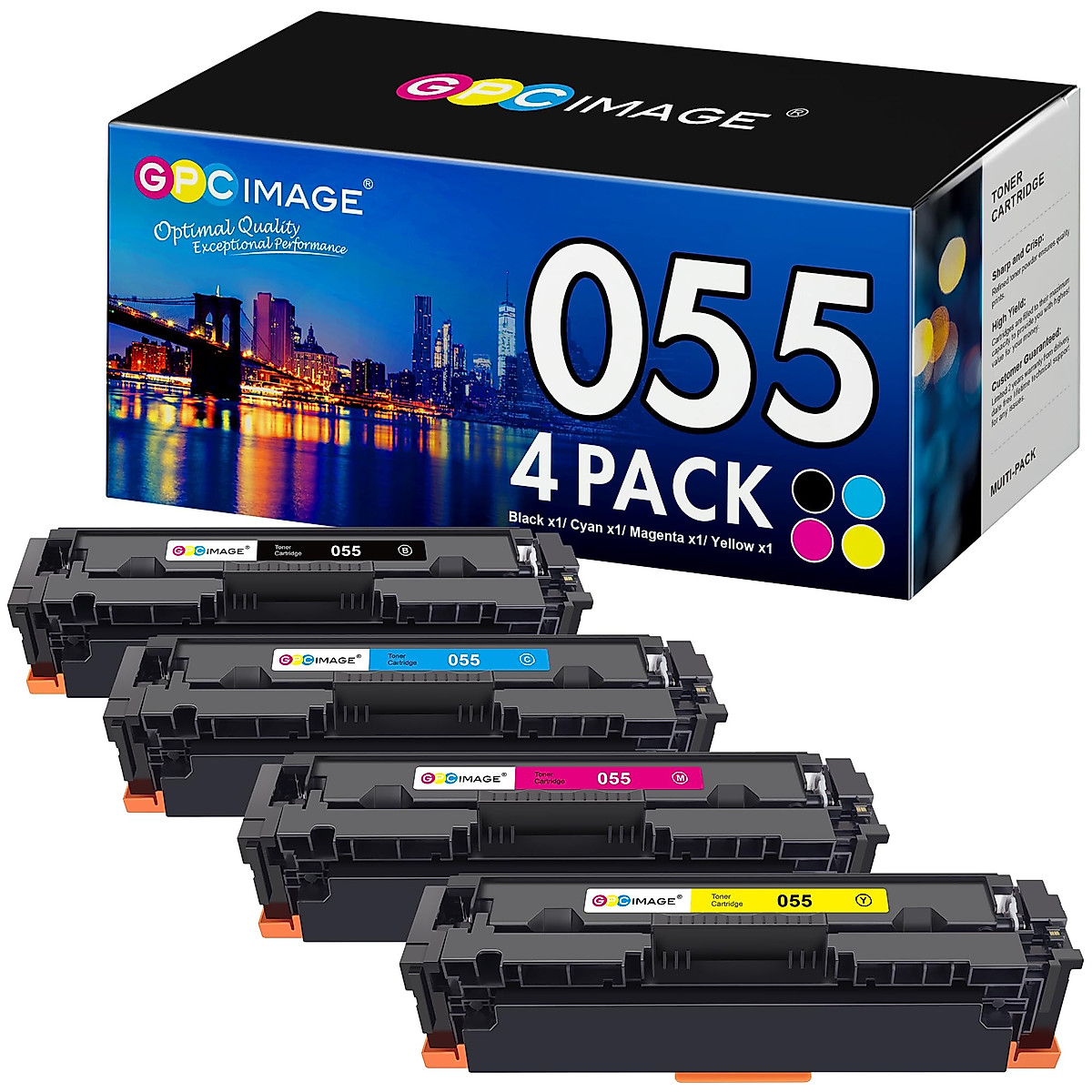 GPC Image Compatible Toner Cartridge Replacement for Canon 055 055H CRG 055 055H to use with Color imageCLASS MF741Cdw MF743Cdw MF745Cdw MF746Cdw LBP664Cdw Printer (Black,Cyan,Magenta,Yellow)
