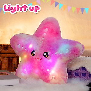 Houwsbaby 12" Light Up Starfish Plush Pillow,Tie-Dyed Sea Star Stuffed Animal,Ideal Festivals Birthdays Children's Day for Kids Girls Boys