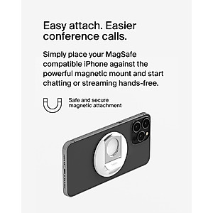 Belkin iPhone MagSafe Camera Mount for MacBook, iPhone Continuity Camera Mount, Turn iPhone to Webcam, Compatible with MacBook Pro, Air, iPhone 15, iPhone 14, iPhone 13, iPhone 12 - White