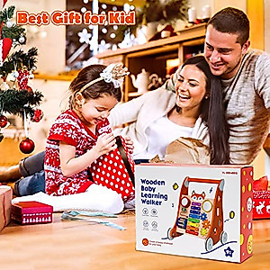 Wooden Baby Push Walker Baby Walker Kids Activity Center Push Toys for Babies Learning to Walk Toddler Push & Pull Toys Learning Walker Stroller Walker with Wheels for Baby