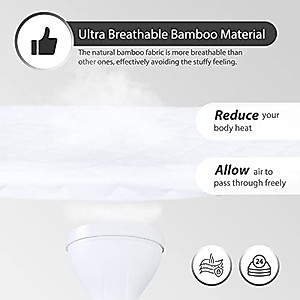 Ruili Bamboo Waterproof Crib Mattress Protector, 2 Pack Quilted Fitted Breathable Toddler Baby Mattress Cover, Organic Bamboo Soft Crib Mattress Pad, White (52x28 Inches)