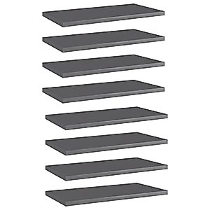 THYUOVAI Bookshelf Boards,Cabinet Shelf Wall Mount Storage Shelves Suitable for Wall Decor,Living Room,Bathroom,Kitchen 8 pcs High Gloss Gray 15.7"x7.9"x0.6" Engineered Wood