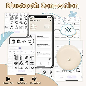 HPRT Label Makers Machine with 4 Tapes-Bluetooth Clear Label Maker Mini Waterproof Labels Compatible with iOS Android Home Office