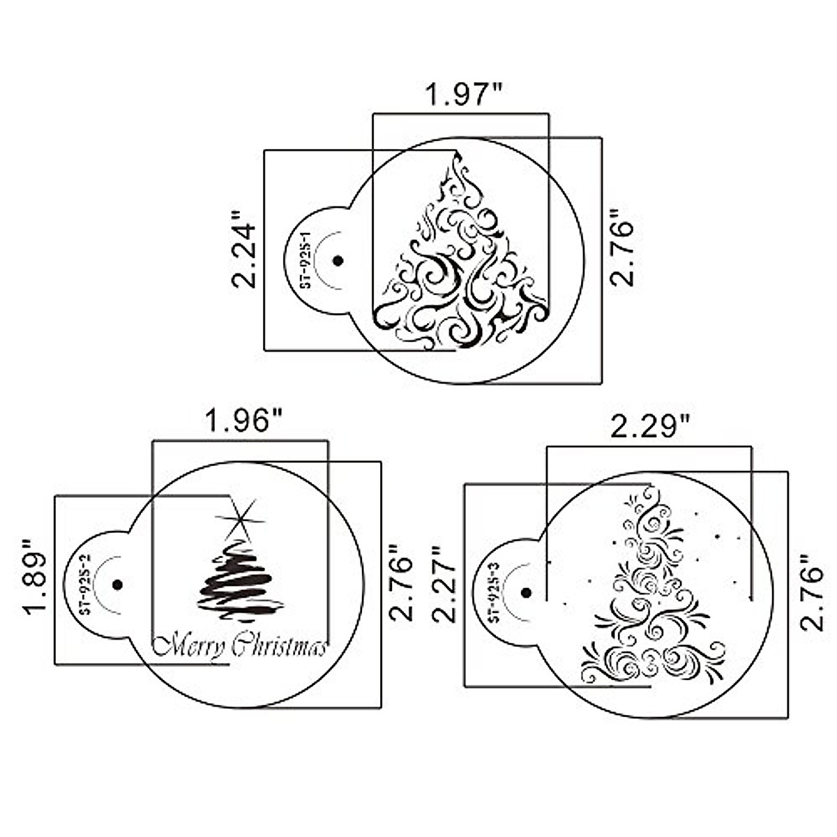 ART Kitchenware 6pcs/set Christmas Tree Cookie Stencil Set for Cakes Sugar Decoration Cookie Mold Reusable Stencils for Painting Beige/Semi-Transparent ST-925S