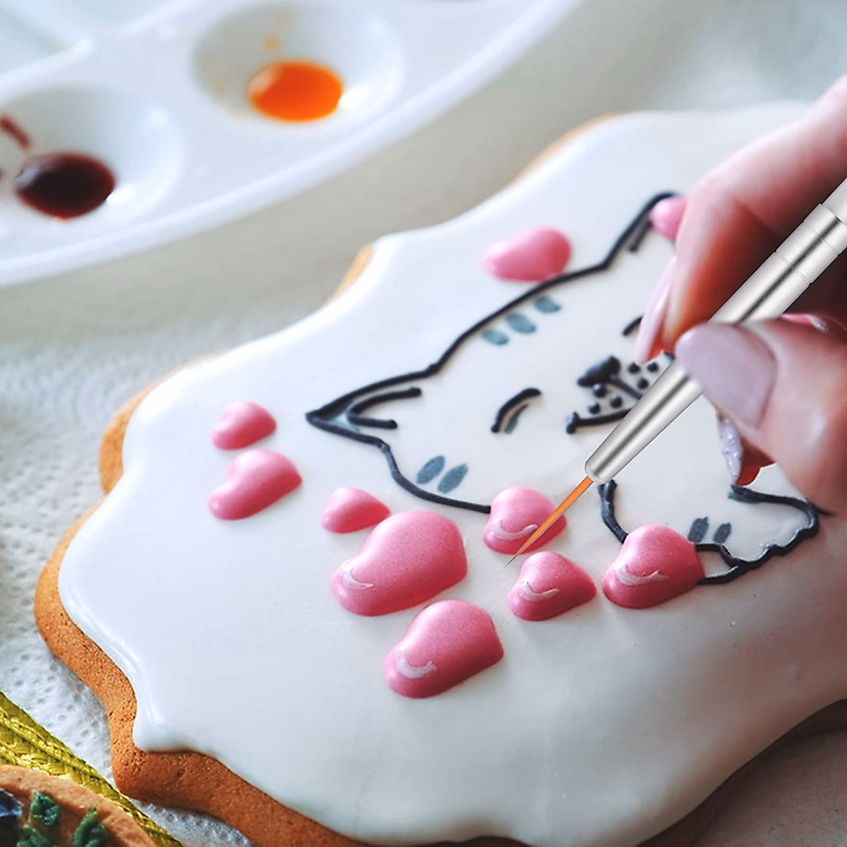 30 Pieces Cake Decorating Brushes Cake Painting Brushes Food Paint Brush Sugar DIY Tools Set Cookie Brushes Set for Cookie Cake Fondant Decoration Supplies