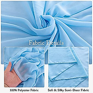 ShinyBeauty Chiffon Backdrop Curtain 10FT Light Blue Sheer Curtains 2 Panels 29x120-Inch Semi-Sheer Rod Pocket-Curtains Light Blue Chiffon Fabric Drapes for Baby Shower,Wedding