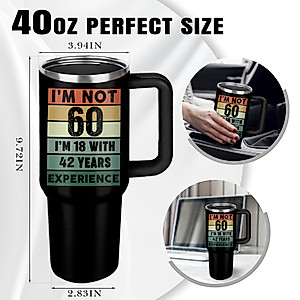 60th Birthday Gifts for Men/Women, Vintage 1965 Birthday Insulated Tumbler 40oz, 1965 Birthday Gifts for Men, Birthday Gifts for Men Turning 60 Year Old Gifts For Men Him Friend Husband Dad Grandpa
