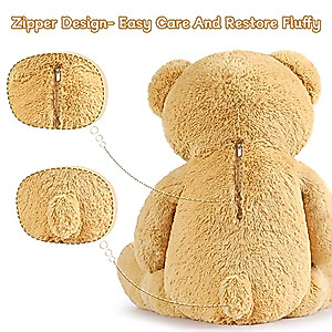 MorisMos Giant Teddy Bear Stuffed Animal 4ft, Big Teddy Bear Plush for Baby Shower, Life Size Stuffed Bear Gifts for Kids, Girls, Girlfriend, Women on Valentine, Christmas, Birthday（Light Brown）