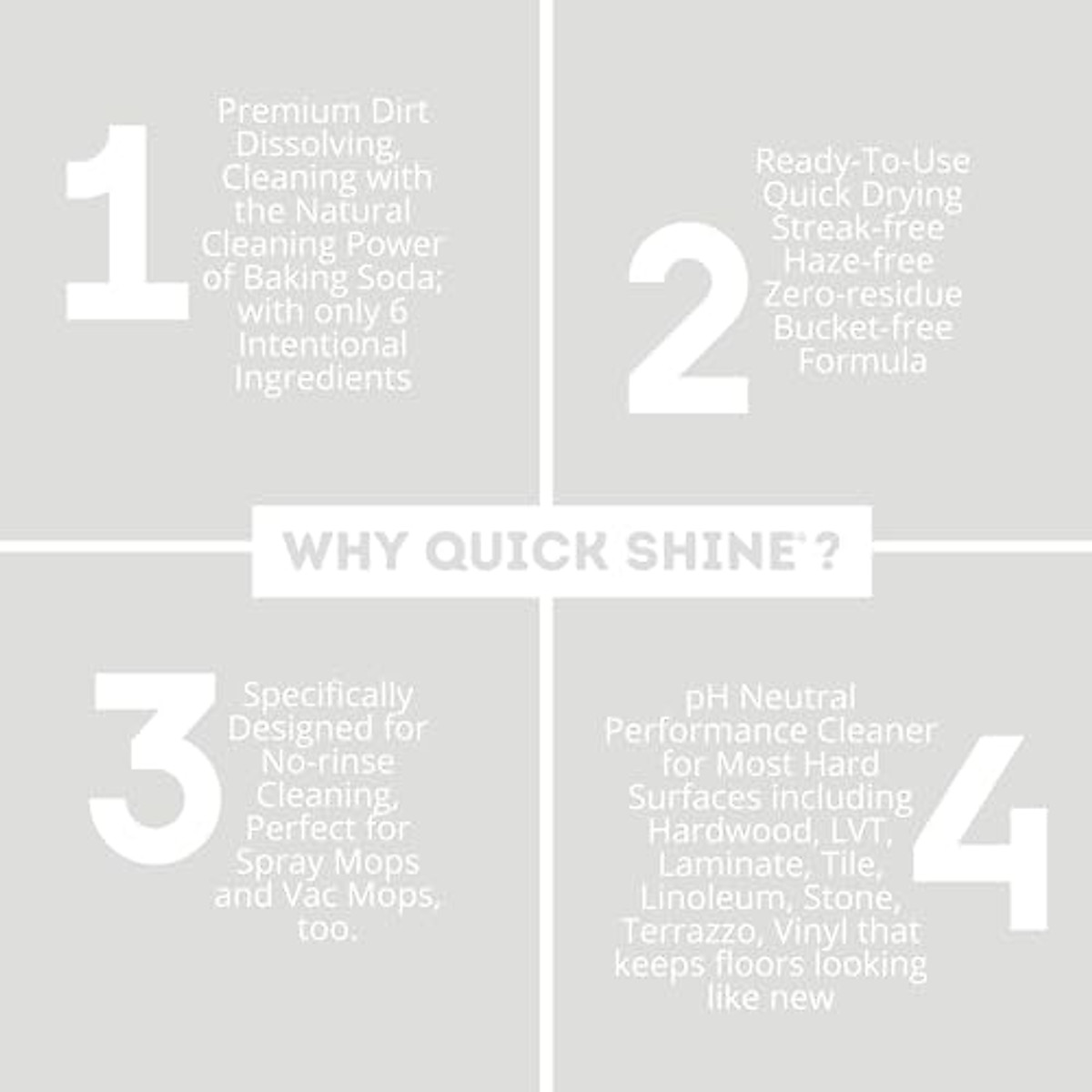 Quick Shine Multi Surface Floor Cleaner 27oz | Ready to Use-Streak Free- No Rinse | Use on Hardwood, Laminate, Luxury Vinyl Plank & Stone | Use in Spray Mops & Vac Mops | Safer Choice Cleaner