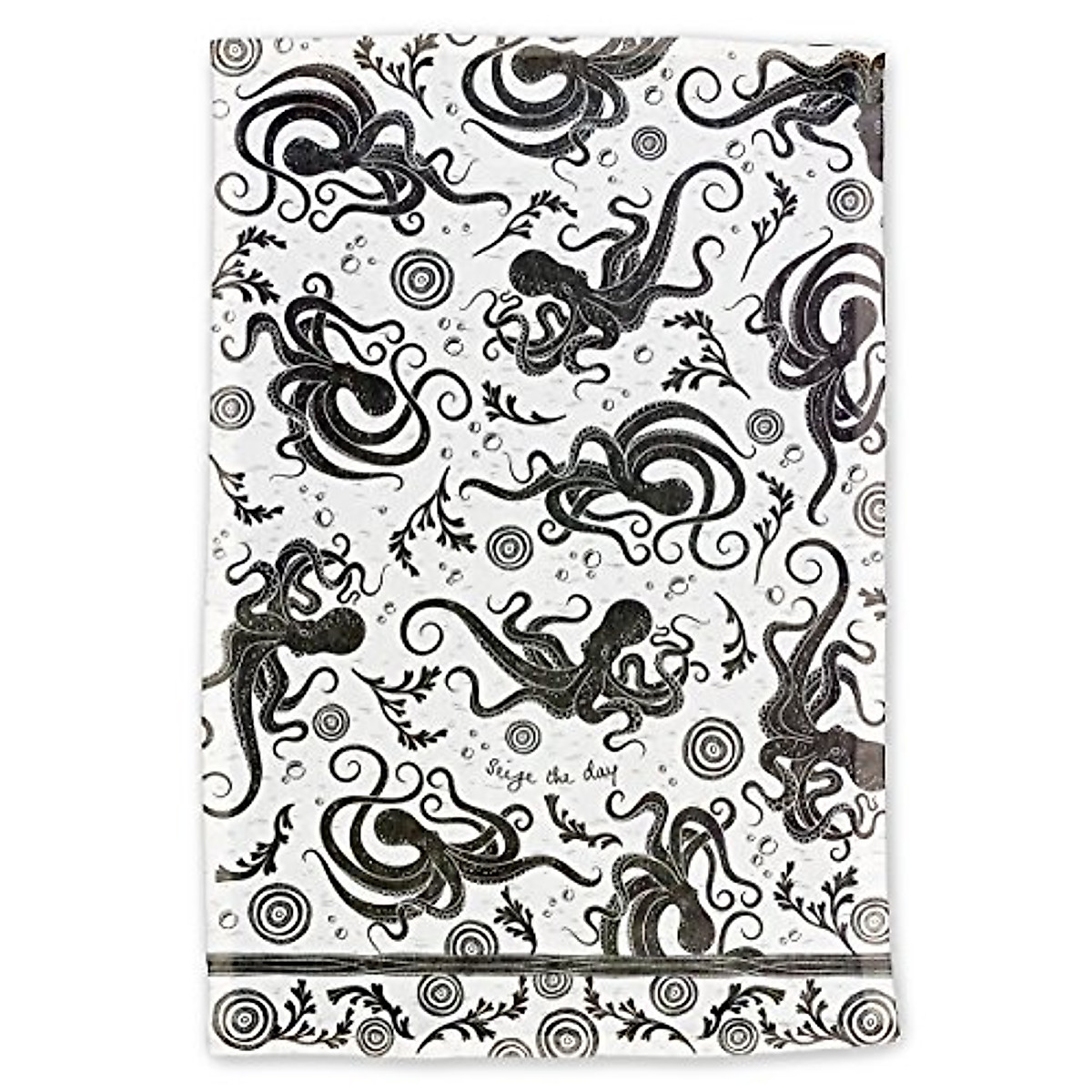 Karma Gifts KA101944 Black And White Boho Tea Towel,Cotton, Octopus 18" x 22"